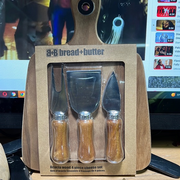 b+b | Kitchen | Acacia Wood Four Piece Cheese Set | Poshmark